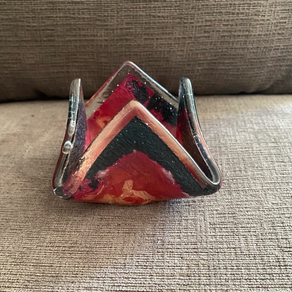 Vintage | Accents | Small Jones Glassworks Red Black Rose Gold Fused ...